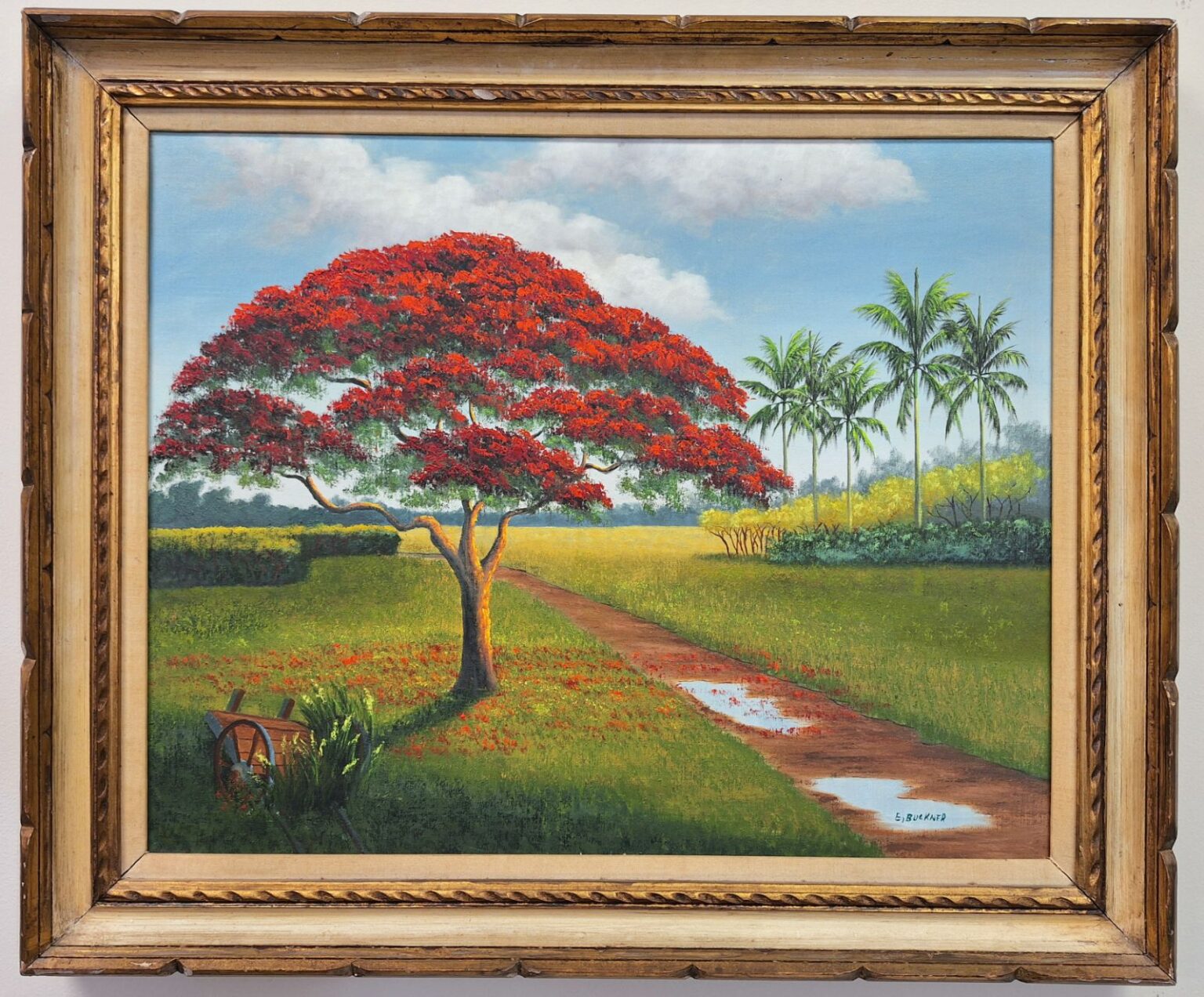 Ellis Buckner Royal Poinciana with cart – FL Highwaymen Art